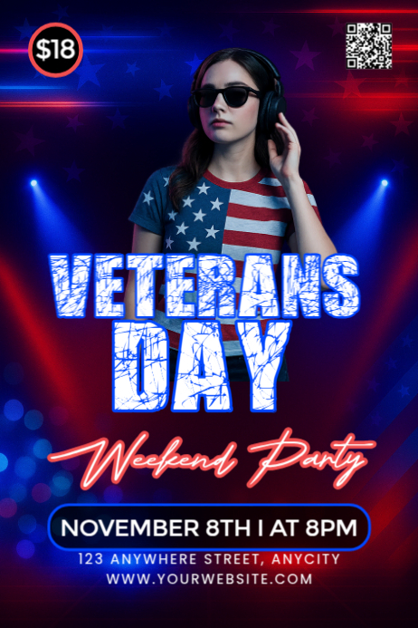 Purple 3d Veterans Day Weekend Party Poster Template | PosterMyWall