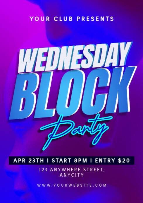 Copy of Purple 3d Wednesday Block Party A2 | PosterMyWall