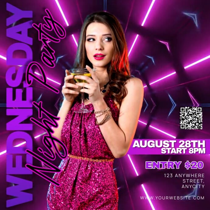 Modèle Purple 3d Wednesday Night Party Pos Instagram | PosterMyWall