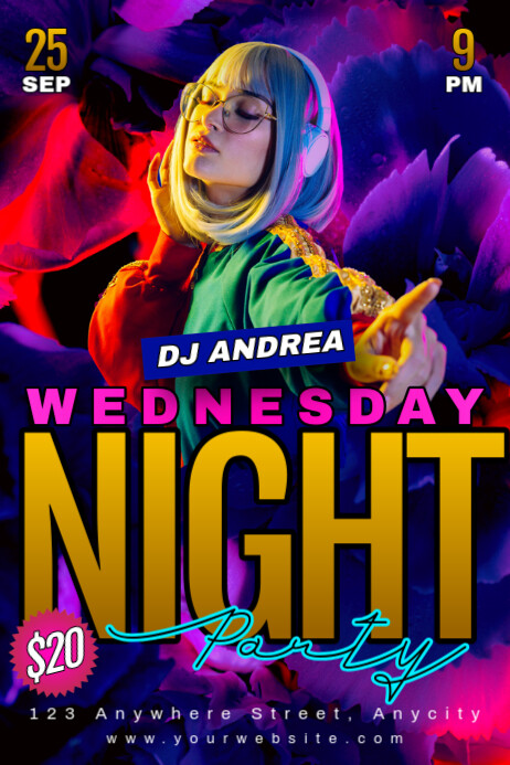 Copy of Purple 3d Wednesday Night Party Poster | PosterMyWall