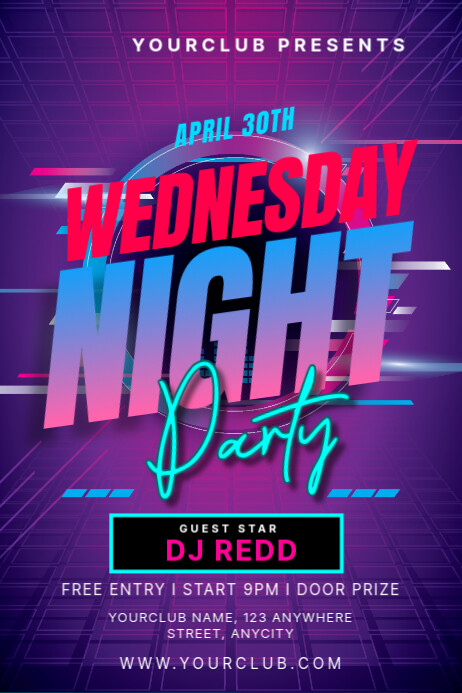 Copy of Purple 3d Wednesday Night Party Poster | PosterMyWall