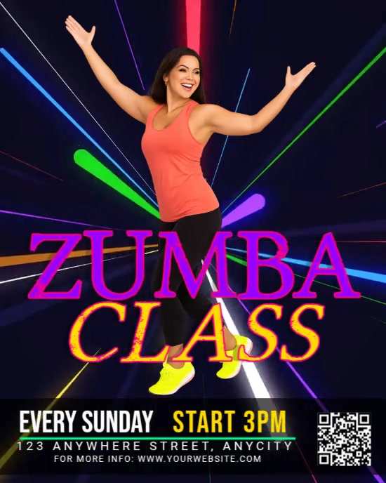 Purple 3d Zumba Classes Instagram Portrait Template | PosterMyWall