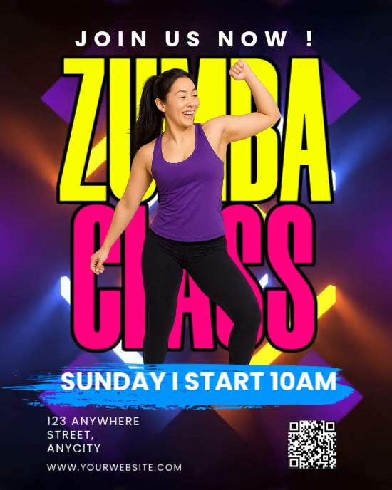 Purple 3d Zumba Classes Instagram Portrait Template | PosterMyWall