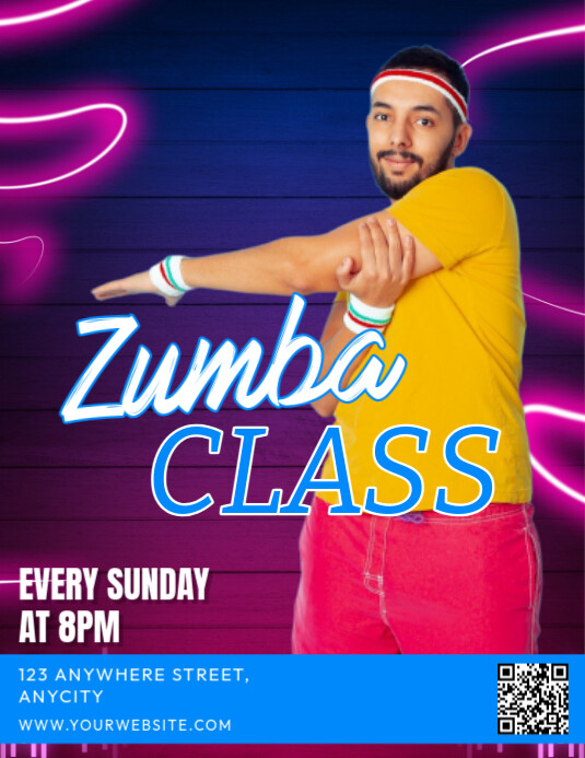 Purple 3d Zumba Classes Pamflet (letter As) Template | PosterMyWall