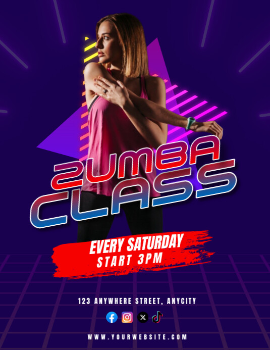 Copy of Purple 3d Zumba Classes Pamflet (letter As) | PosterMyWall
