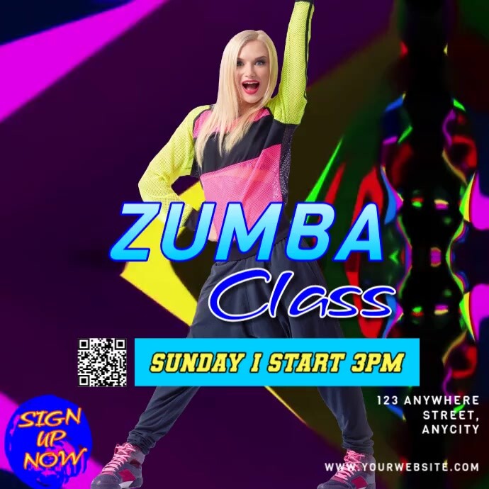 Purple 3d Zumba Classes Pos Instagram Template | PosterMyWall