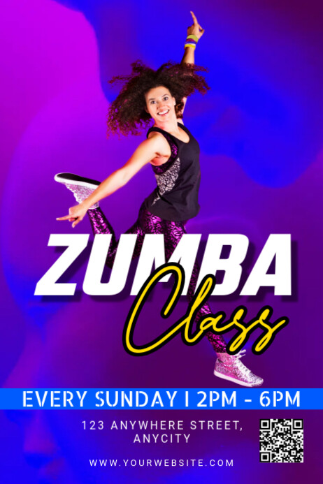 Purple 3d Zumba Classes Poster Template | PosterMyWall