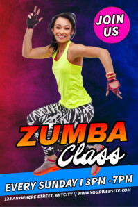 Purple 3d Zumba Classes Poster Template | PosterMyWall