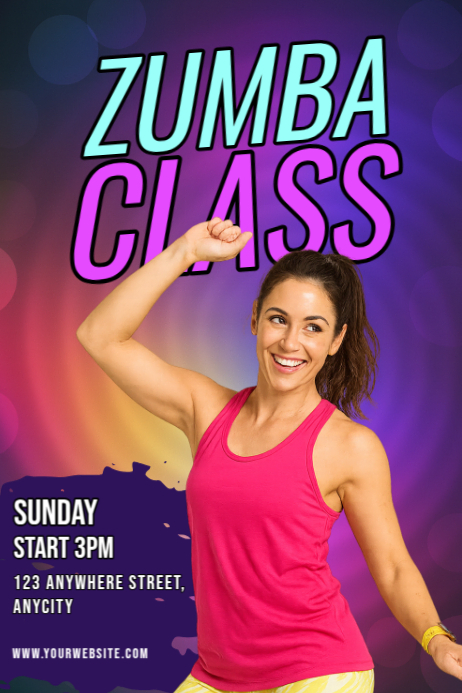 Purple 3d Zumba Classes Poster Template | PosterMyWall