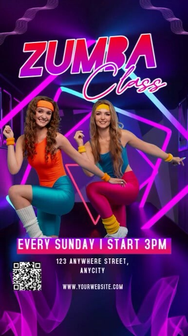 Purple 3d Zumba Classes Reel Instagram Template | PosterMyWall