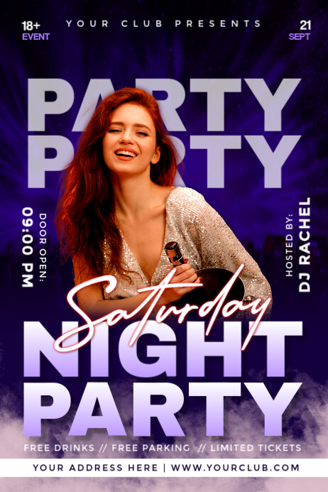 Purple Abstract Saturday Night Party Event Po Template | PosterMyWall