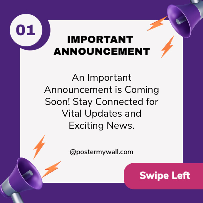 Copy of Purple Alert: Upcoming Announcement Slide | PosterMyWall