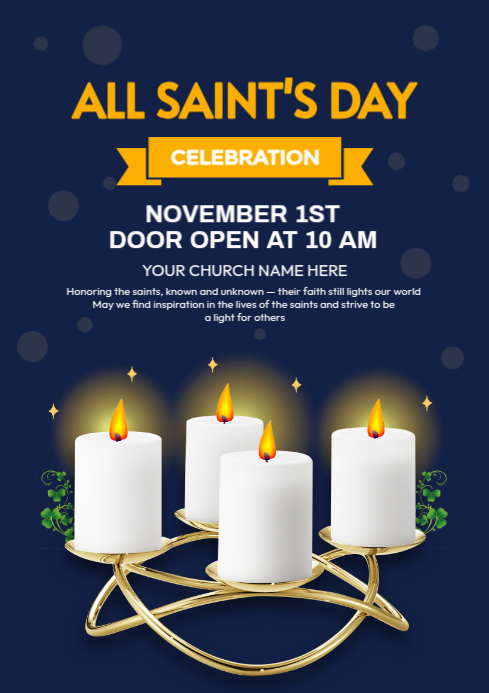 Purple All Saints Day Flyer A4 Template | PosterMyWall