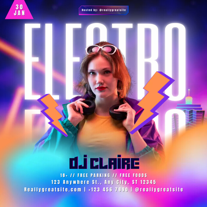 Purple and Gold Bold Night Party Instagram Template | PosterMyWall