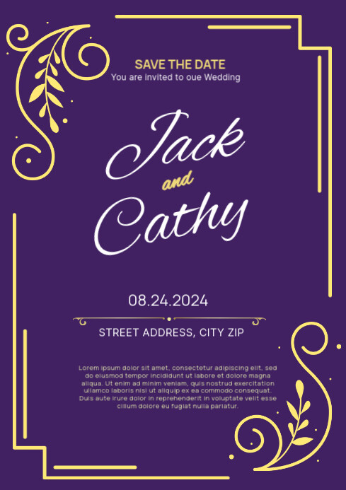 Purple and Gold Wedding Template | PosterMyWall
