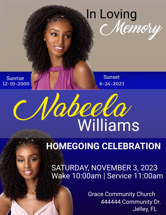 Purple and Grey Duo Funeral Program Template | PosterMyWall