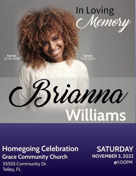 Purple and Grey Funeral Program Template | PosterMyWall