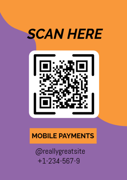 Purple and Orange Bold Geometric QR Code Business Flyer Template ...