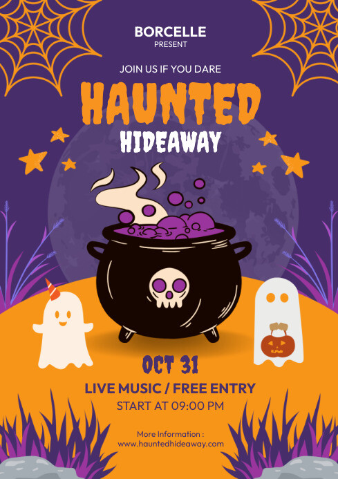 Purple And Orange Illustrative Halloween Template | PosterMyWall