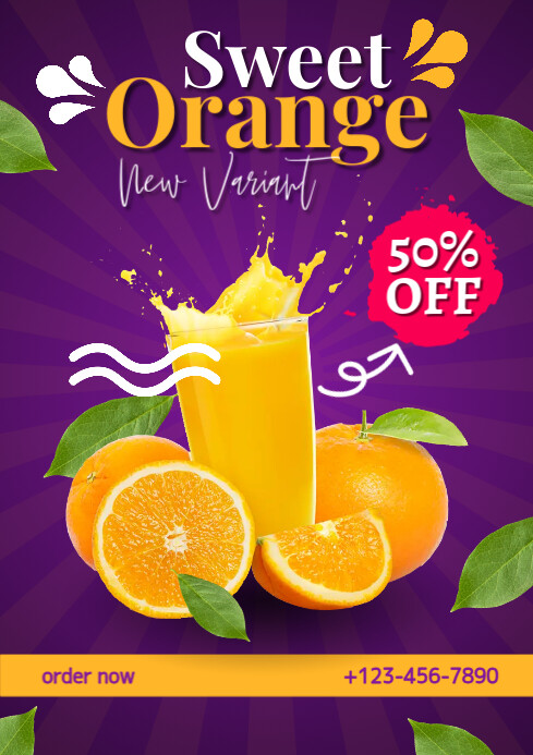 Purple and Orange Modern Drink Promo A4 Template | PosterMyWall