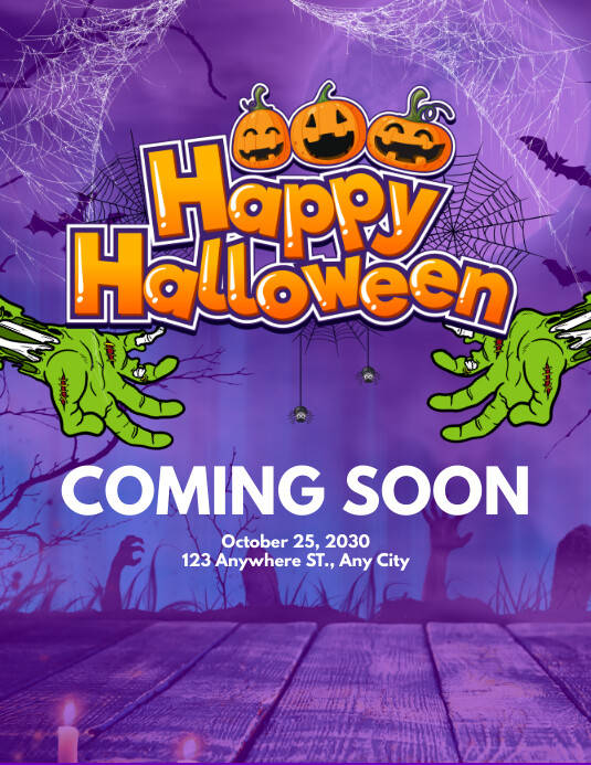 Purple and Orange Modern Happy Halloween Template | PosterMyWall