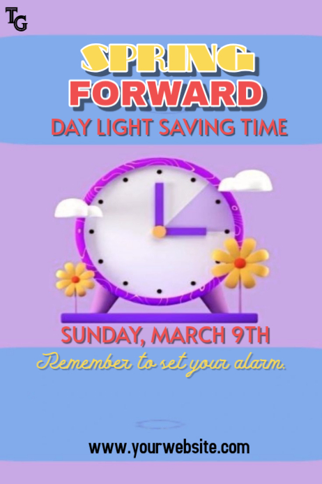 Purple and pink Spring Forward flyer Template | PosterMyWall