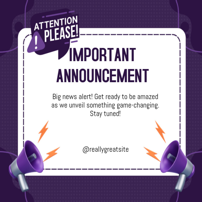 Modèle Purple And White Illustrative Important Announcement Facebook ...