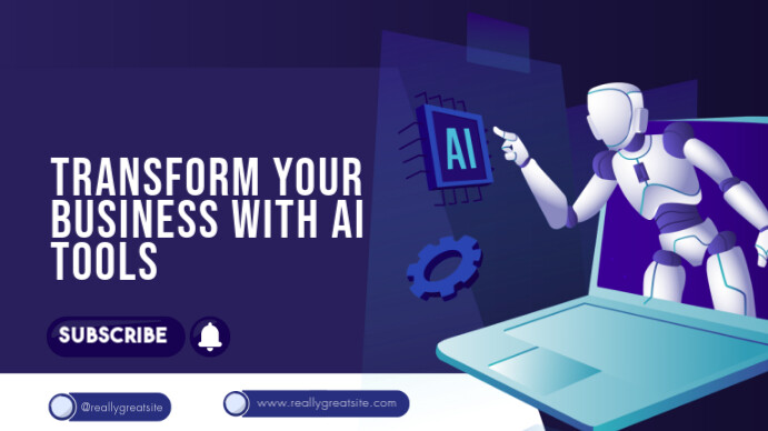 Purple And White Modern Ai Tools Youtube Thumbnail Template | PosterMyWall