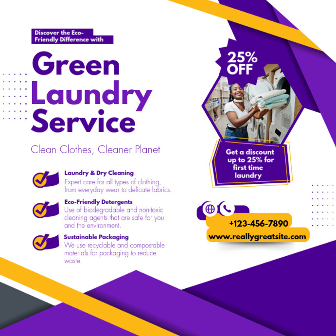 Purple And White Modern Laundry Services Instagram Post Template ...