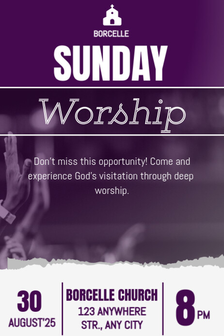 Purple and White Modern Praise and Worship Poster Template | PosterMyWall