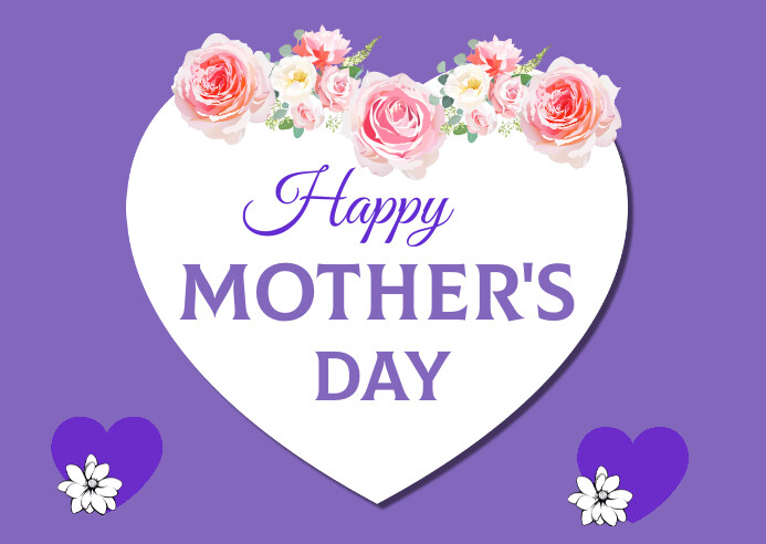 Purple and white mother's day card Template | PosterMyWall