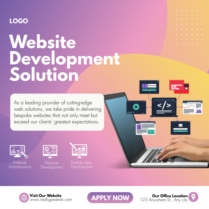 Copy of Purple and Yellow Modern Website Development | PosterMyWall