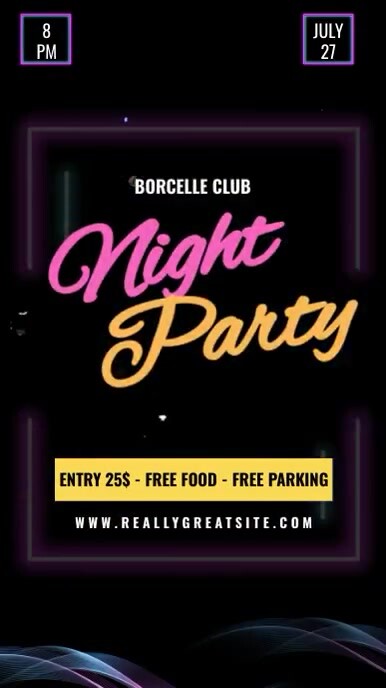 Purple and Yellow Neon Simple Night Party Mob Template | PosterMyWall