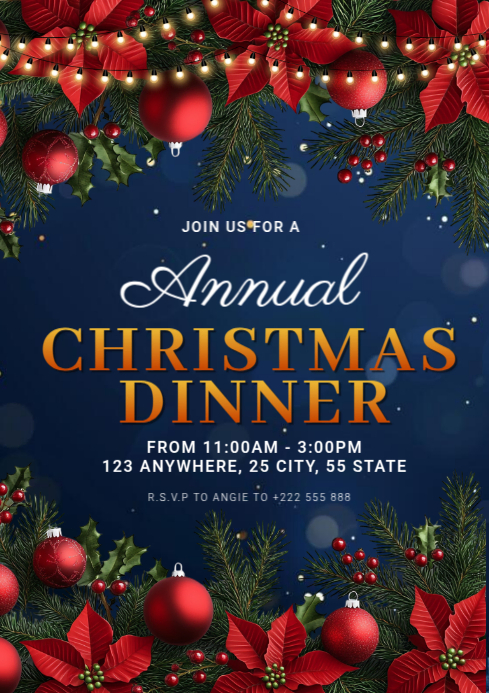 Purple Annual Christmas Dinner A3 Template | PosterMyWall