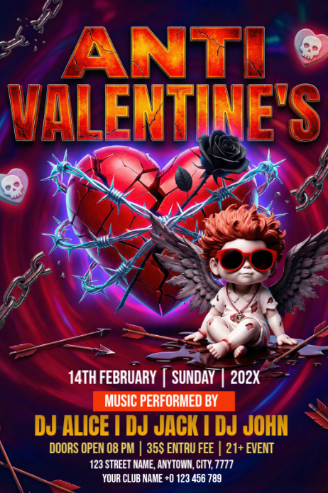 Purple Anti-Valentine's Day Party Poster Template | PosterMyWall