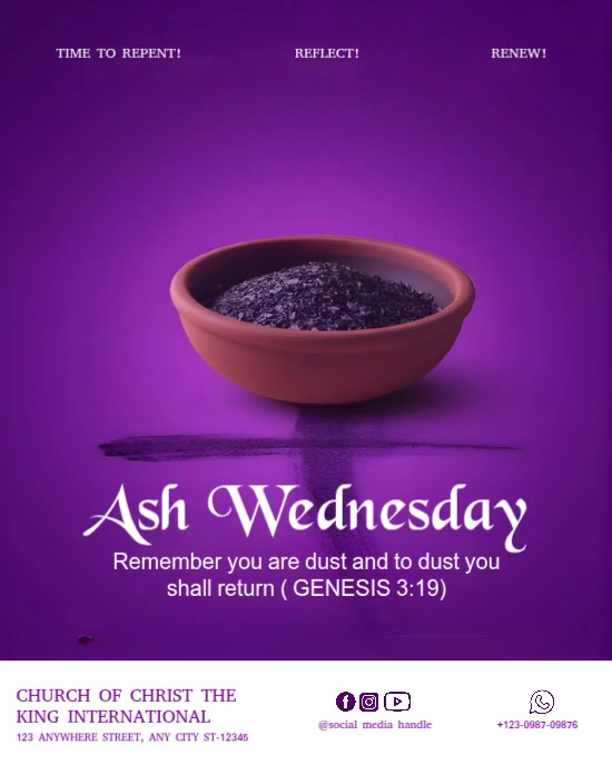 Purple Ash Wednesday | Lenten Reflection | Church PosterInstagram ...