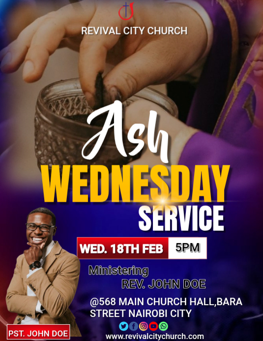 Purple Ash Wednesday Service Flyer Template | PosterMyWall
