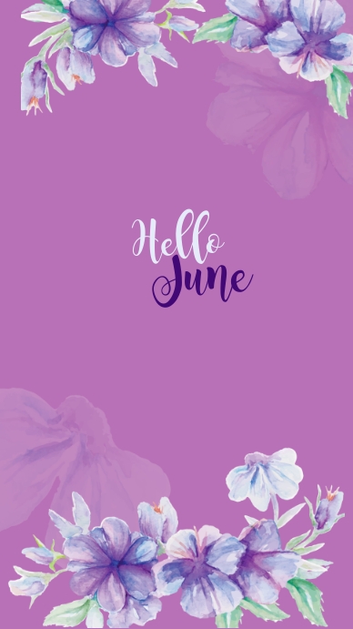 purple background hello june instagram Template | PosterMyWall