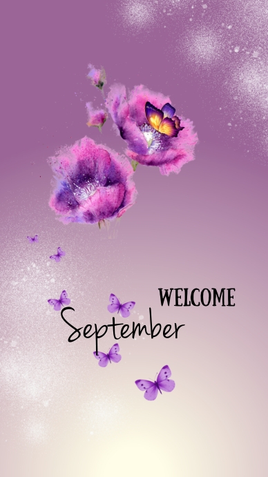 purple background welcome september instagram Template | PosterMyWall