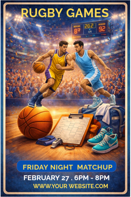 Purple Basketball Game Banner 4' × 6' Template | PosterMyWall