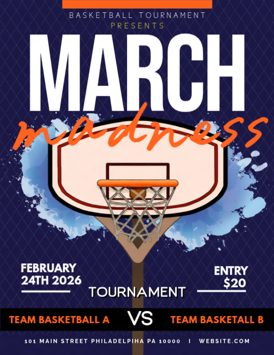 Purple Basketball Tournament Flyer Template | PosterMyWall
