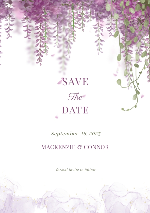 Purple beautiful and free save the date templ Template | PosterMyWall