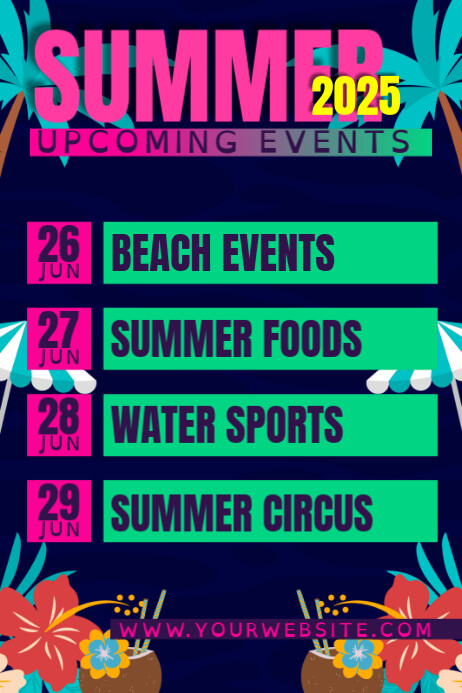 Purple Berbasis Daftar Summer Events Poster Template | PosterMyWall