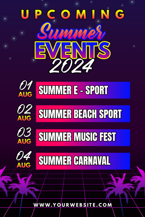 Purple Berbasis Daftar Summer Events Poster Template | PosterMyWall