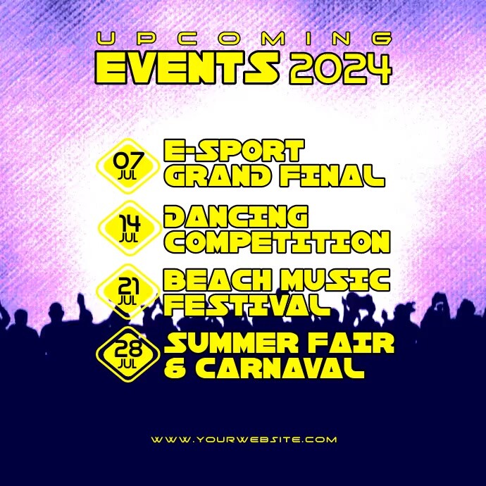 Purple Berbasis Daftar Upcoming Events Pos In Template | PosterMyWall