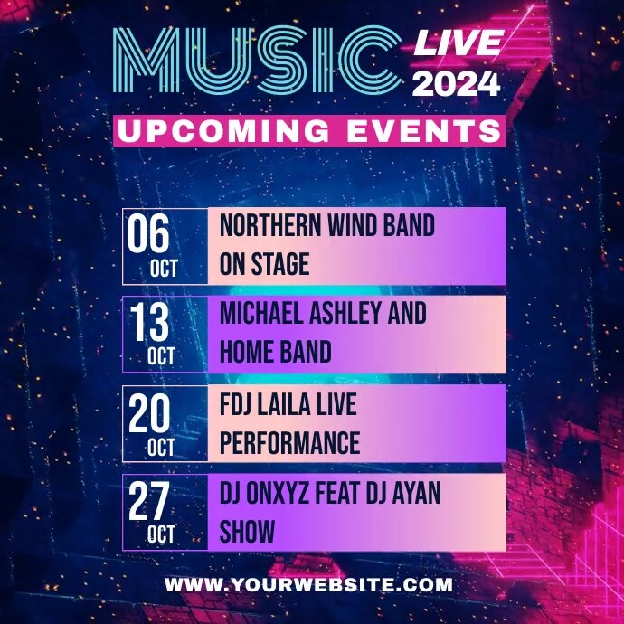 Purple Berbasis Daftar Upcoming Events Pos In Template | PosterMyWall