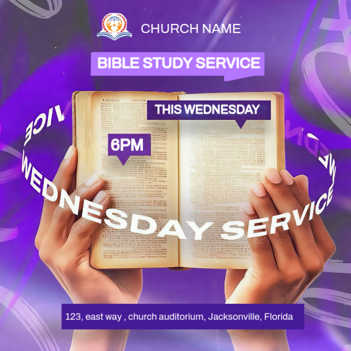 Purple Bible Study Service Instagram Post Template | PosterMyWall