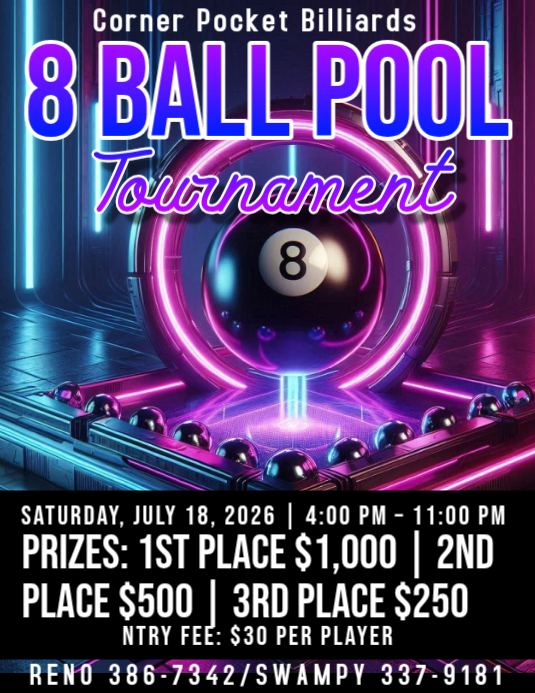 Purple Billiards Tournament Flyer Template | PosterMyWall