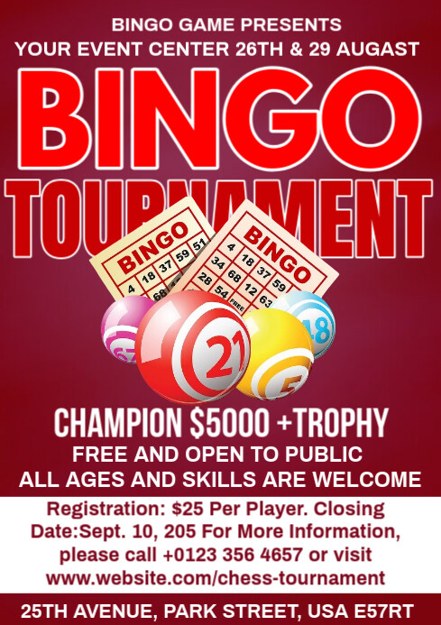 Purple Bingo Tournament A4 Template | PosterMyWall