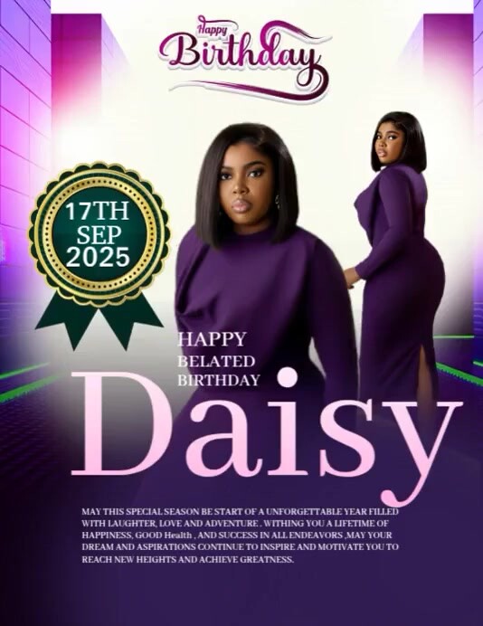 Purple Birthday Bash Party Flyer Template Video Flyer (us Letter ...